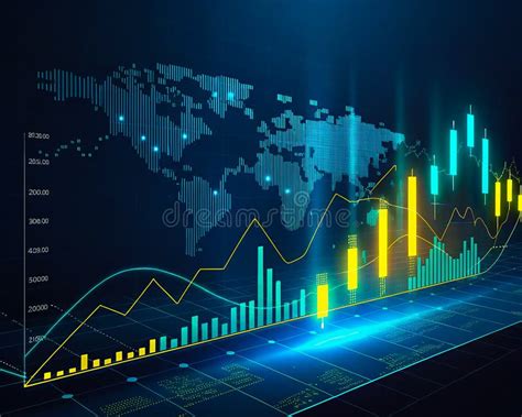 Abstract Blue Digital Stock Market Chart Line Shows Business Financial Data Growth Stock