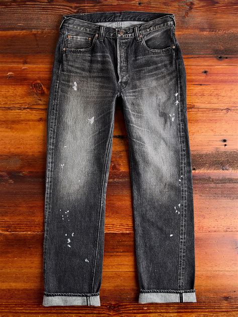 1101bkhw 13 7oz Washed Black Selvedge Denim Classic Straight Fit