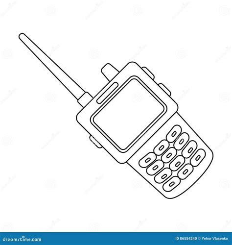 Handheld Transceiver Icon In Outline Style Isolated On White Background Police Symbol Stock