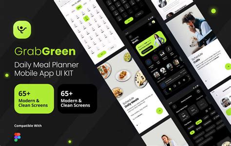 Grabme每日健康饮食膳食计划手机app设计ui套件 云创源码