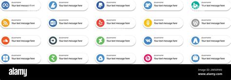 20 Social Media Follow Button And Text Placelike Car Music Word Sound Cms Stock Vector