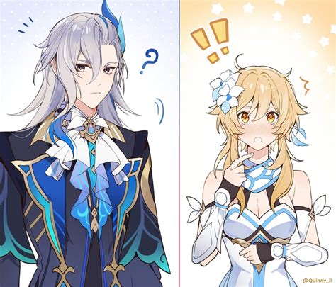 Lumine And Neuvillette Genshin Impact Drawn By Quinnyil Danbooru