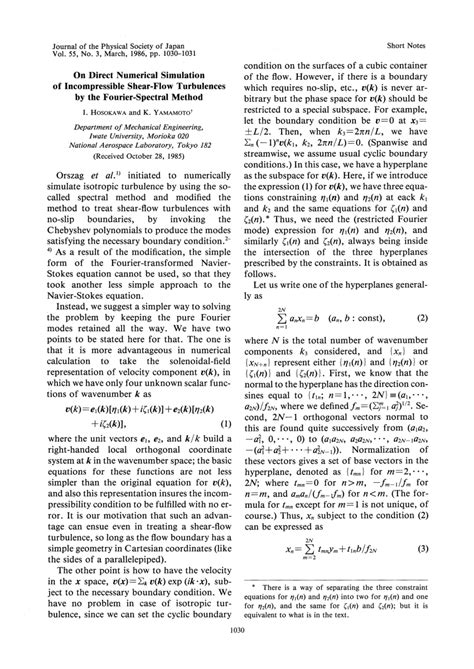 Pdf On Direct Numerical Simulation Of Incompressible Shear Flow