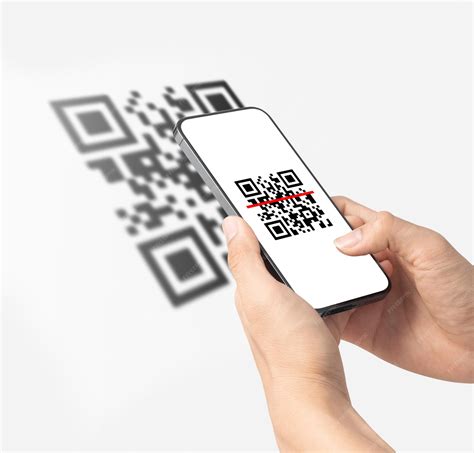 모바일 스마트 폰 스캔 Qr 코드 바코드 리더 Qr 코드 지불 현금 없는 기술 디지털 화폐 개념을 사용하는 손 프리미엄 사진