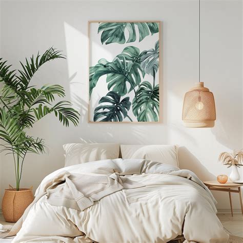 Tropical Monstera Leaves Print Poster Tropical Vibes Modern Wall Art