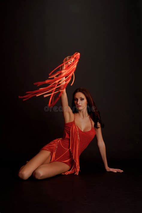 Gymnast In Red Stock Image Image Of Black Aerobics