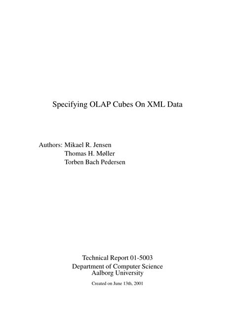 Pdf Specifying Olap Cubes On Xml Data