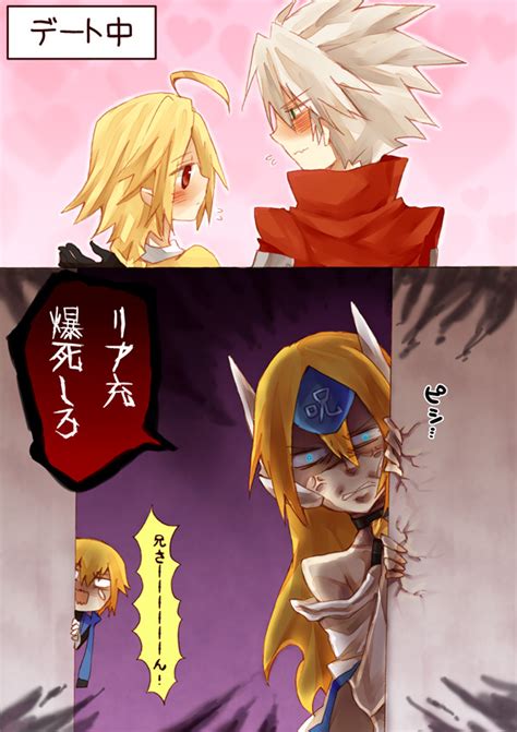 Ragna The Bloodedge Jin Kisaragi Lambda 11 And Mu 12 Blazblue Drawn By Yuya Oshidori