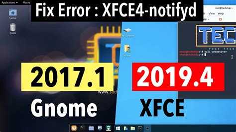 Kali Linux Upgrade 20171 Gnome To 20194 Xfce Xfce4 Notifyd Error Fix Hindi Youtube