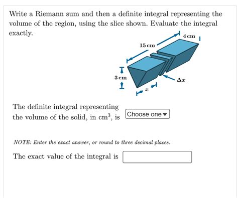 solved write a riemann sum and then a definite integral