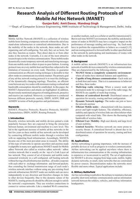 Pdf Research Analysis Of Different Routing Protocols Of Mobile Ad Hoc Network Manet