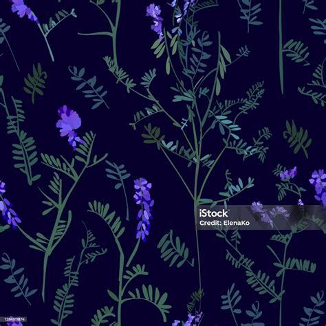 꽃과 잎이 다른 플로럴 원활한 패턴 식물 학적 일러스트 핸드 그린 섬유 프린트 직물 스와트 포장지 개화기에 대한 스톡 벡터 아트 및 기타 이미지 Istock
