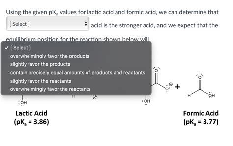 solved using the given pką values for lactic acid and formic