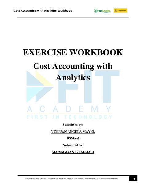 3020 Vinluan Exercise Workbook Cost Accounting With Analytics