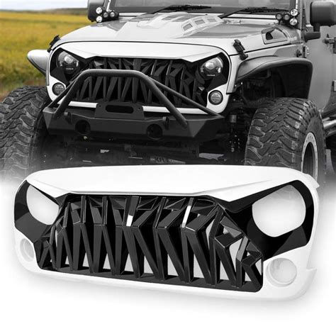 Upgrade Your Jeep Wrangler With A Stylish White And Black Front Shark Grille