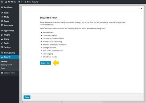 one click wordpress security check in ithemes security