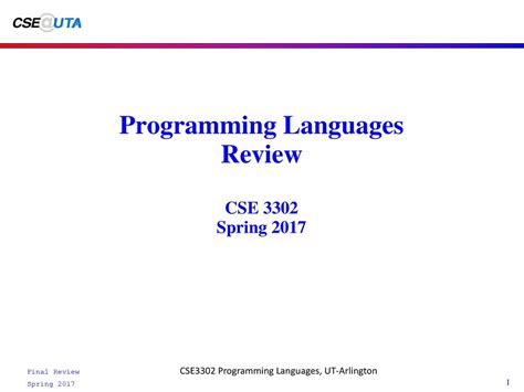 Programming Languages Review Cse 3302 Spring Ppt Download