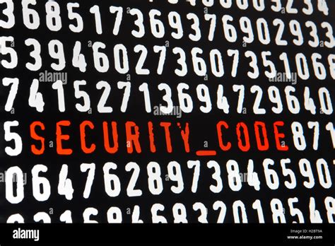 Computer Screen With Security Code Text On Black Background Horizontal Stock Photo Alamy