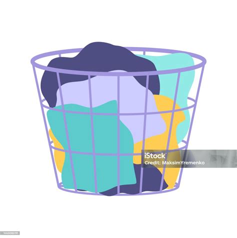 Cartoon Vector Illustration Of Basket With Dirty Laundry Stock