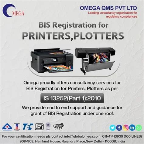 Bis Registration For Printers Plotters As Per Is 13252part 12010 At