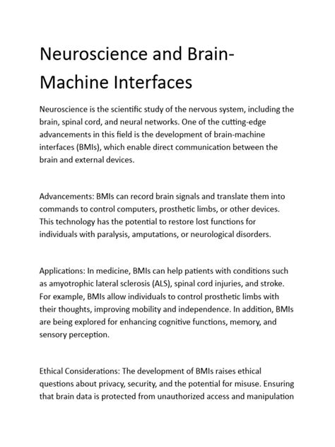Neuroscience And Brain Machine Interfaces Pdf