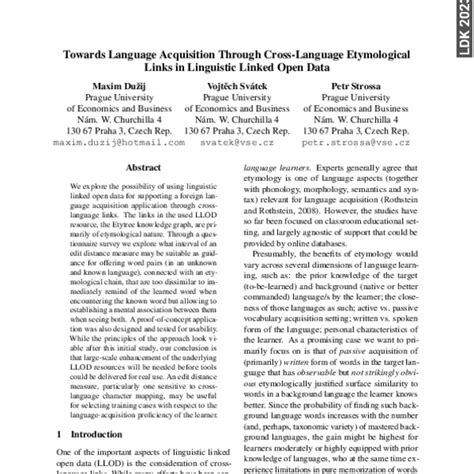 Towards Language Acquisition Through Cross Language Etymological Links In Linked Linguistic Open