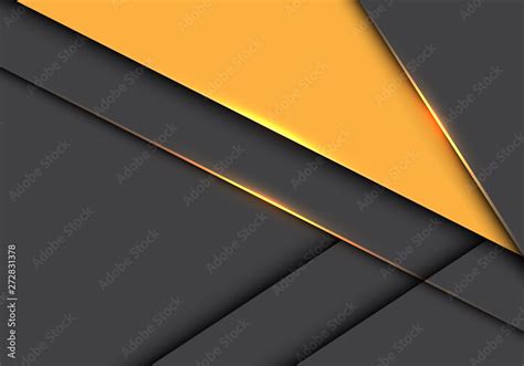 Abstract Yellow Triangle On Grey Metallic Overlap Design Modern Futuristic Background Vector