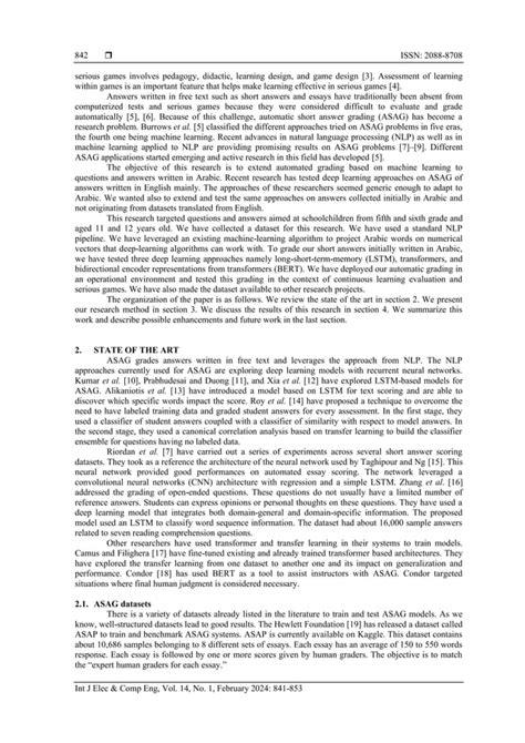 Deep Learning Based Arabic Short Answer Grading In Serious Games Pdf