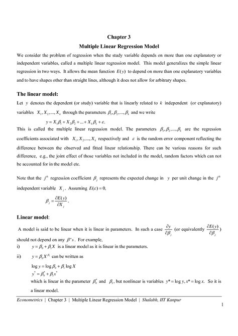 Solution Chapter3 Econometrics Multiplelinearregressionmodel Studypool