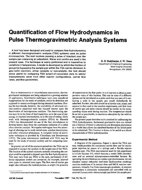Pdf Quantification Of Flow Hydrodynamics In Pulse Thermogravimetric Analysis Systems Dokumen