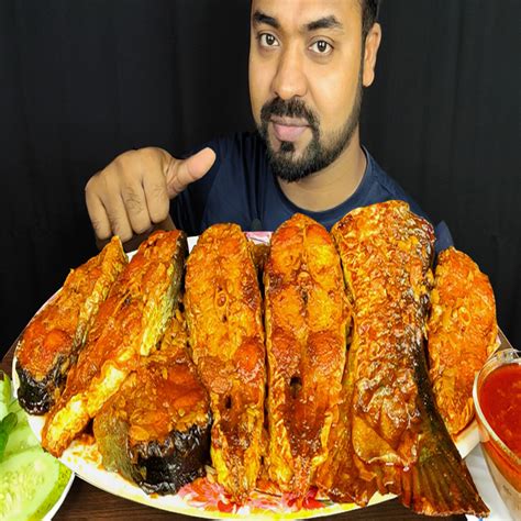 Huge Spicy Big Fish Curry Rice Fish Gravy Salad Chili Asmr Mukbang