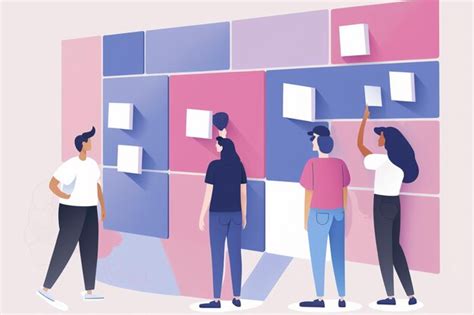 Premium Ai Image People Are Standing In Front Of A Wall With Sticky Notes On It Generative Ai