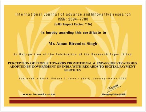 aman singh on linkedin milestone achievement journal researchpaper ijair digitalpayment