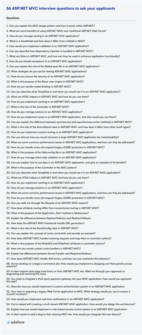 56 Aspnet Mvc Interview Questions Adaface