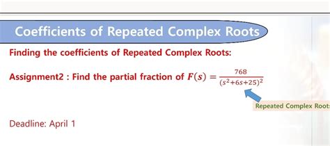 solved coefficients of repeated complex rootsfinding the