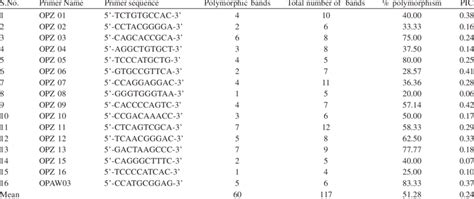 Primers Used For Rapd Analysis And Outcome From Pcr Amplification Download Scientific Diagram