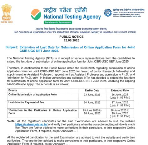 csir net application form 2025 online form extended till 26 june
