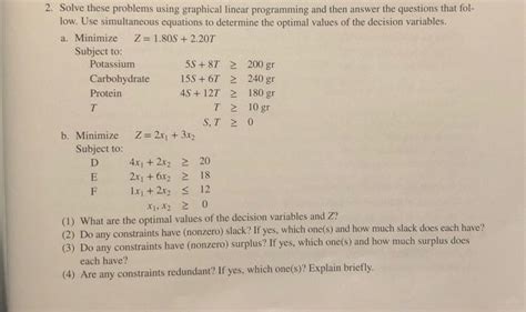 Solved 2 Solve These Problems Using Graphical Linear