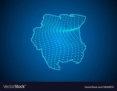 Abstract Digital Map Suriname With Particles Vector Image