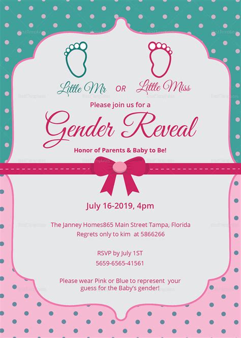 Free Gender Reveal Invitation Templates Content Calendar Template