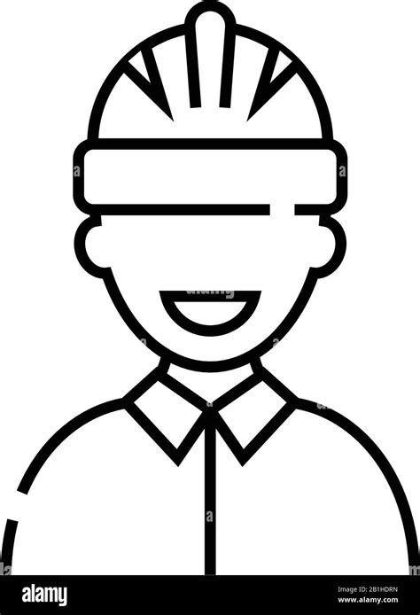 Engineer Line Icon Concept Sign Outline Vector Illustration Linear