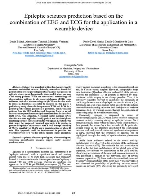 Epileptic Seizures Prediction Based On The Combination Of Eeg And Ecg For The Application In A