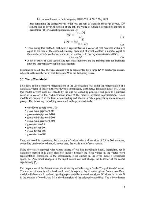texts classification with the usage of neural network based on the