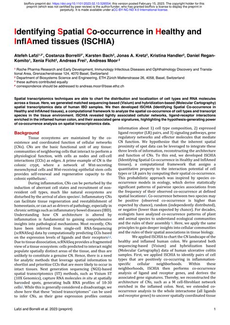 Pdf Identifying Spatial Co Occurrence In Healthy And Inflamed Tissues Ischia