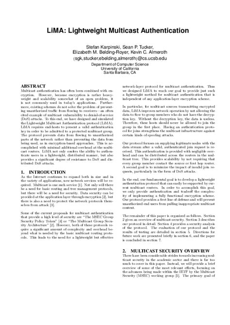 Pdf Lima Lightweight Multicast Authentication