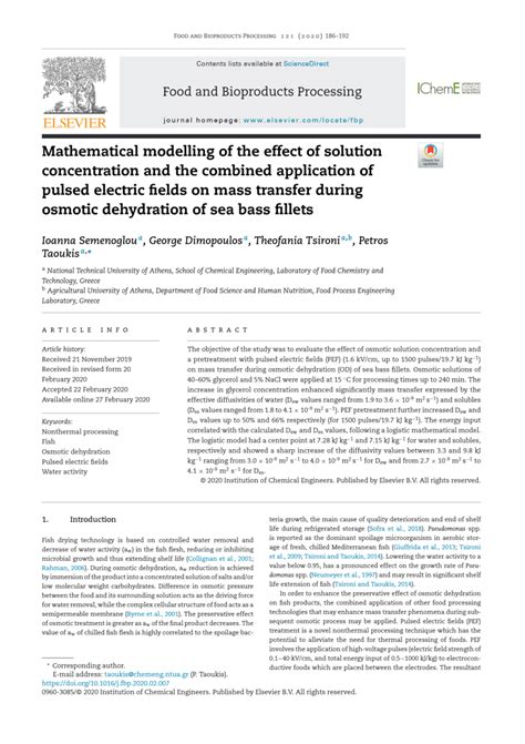 Pdf Mathematical Modelling Of The Effect Of Solution Concentration And The Combined