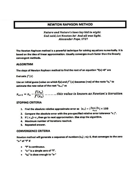Newton Raphson Method Pdf