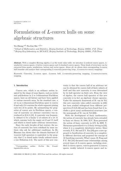 Pdf Formulations Of L Convex Hulls On Some Algebraic Structures Researchgate