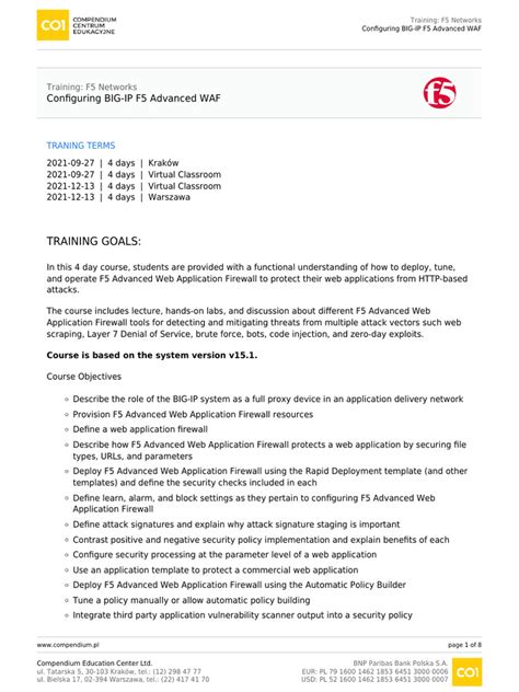 Compendium Training 533 Configuring Bigip F5 Advanced Waf Pdf Denial Of Service Attack