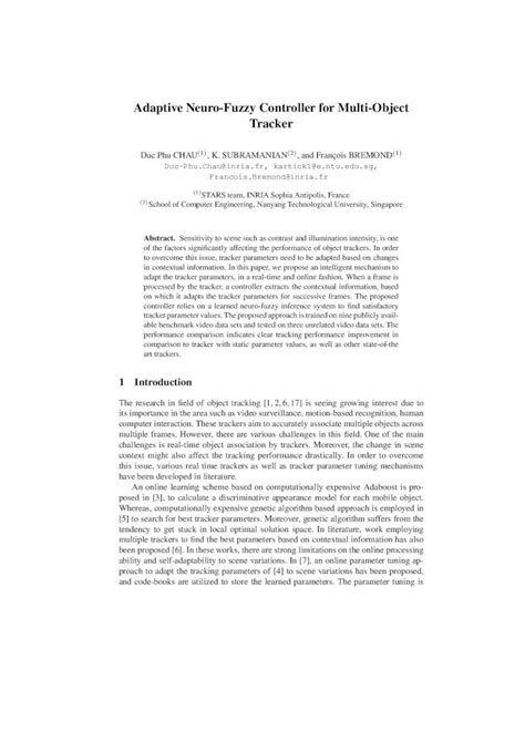 pdf adaptive neuro fuzzy controller for multi object tracker